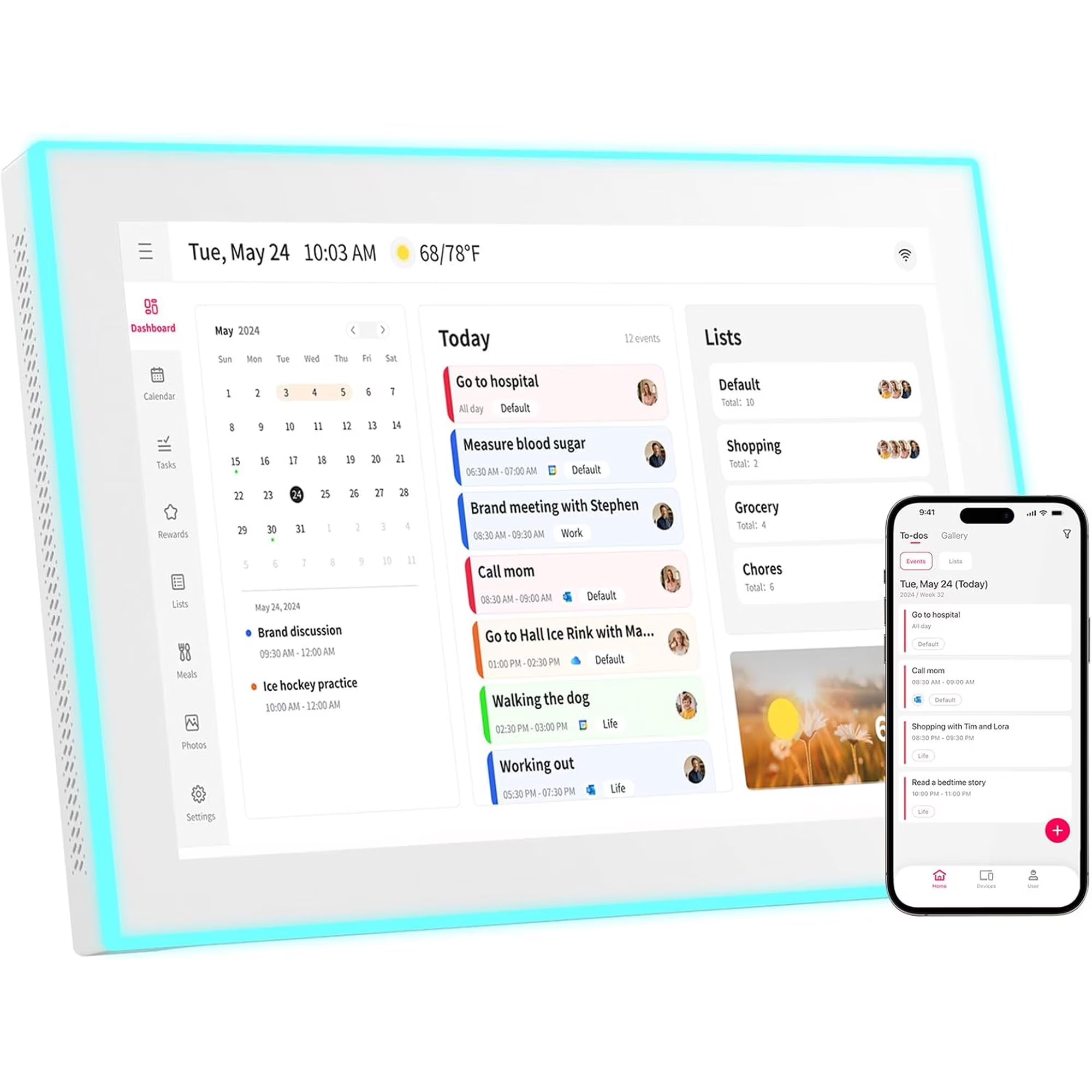 10.1 Inch Smart Digital Calendar with LED Reminder Light – HD Touchscr ...