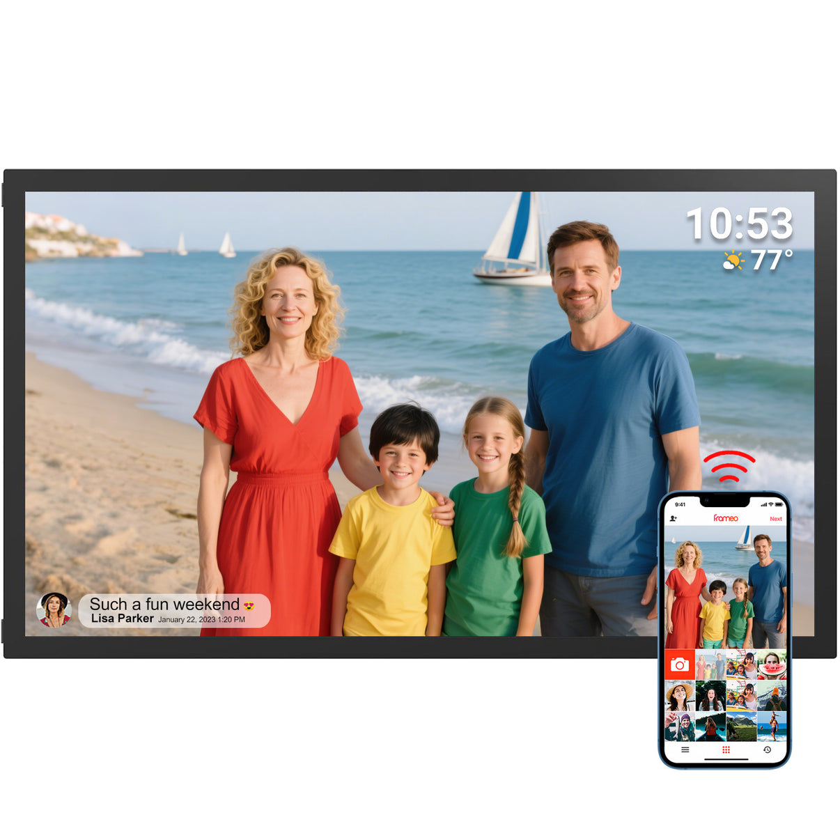 21.5" Large Frameo Digital Photo Frame, 64GB WiFi Digital Picture Fram ...