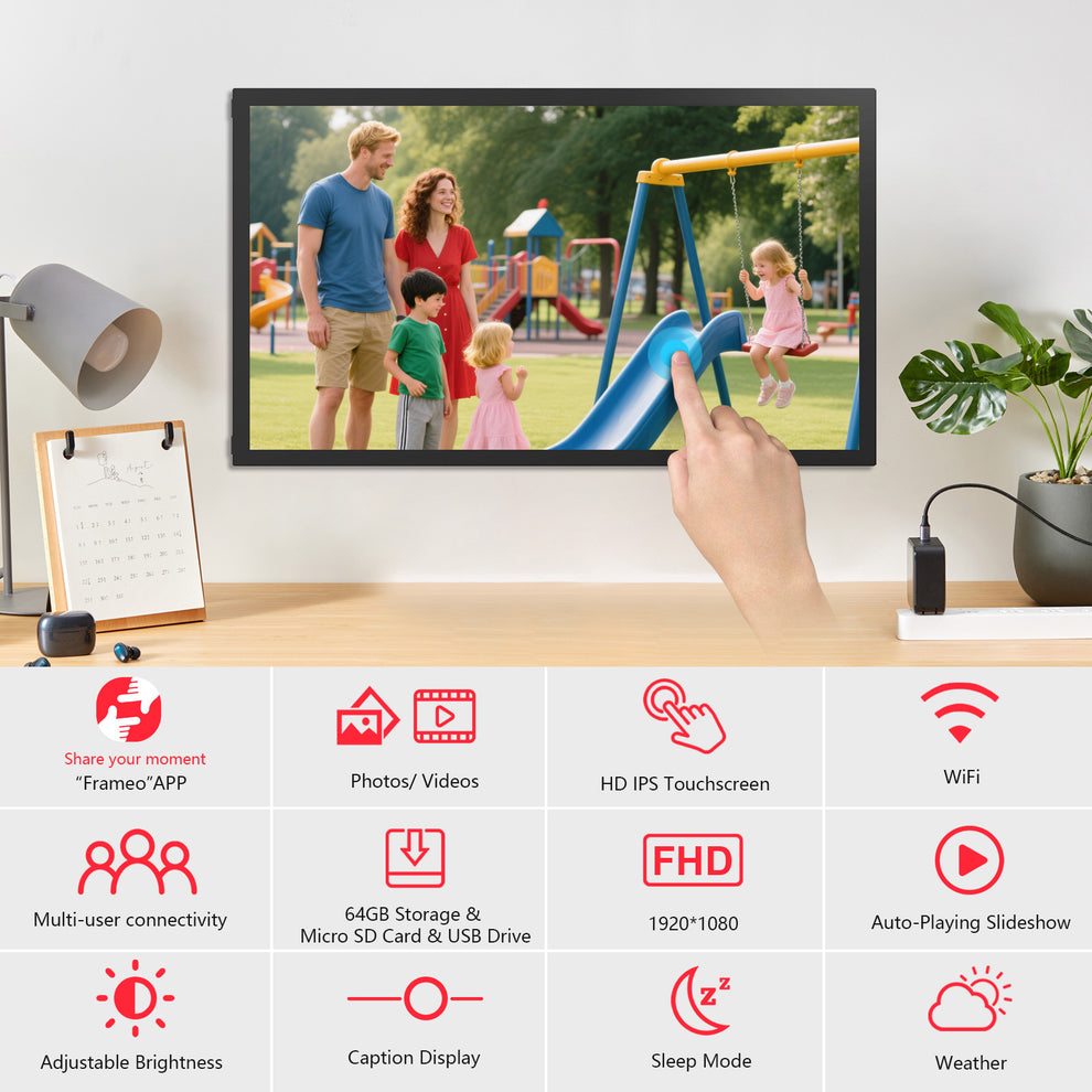 21.5" Large Frameo Digital Photo Frame, 64GB WiFi Digital Picture Fram ...