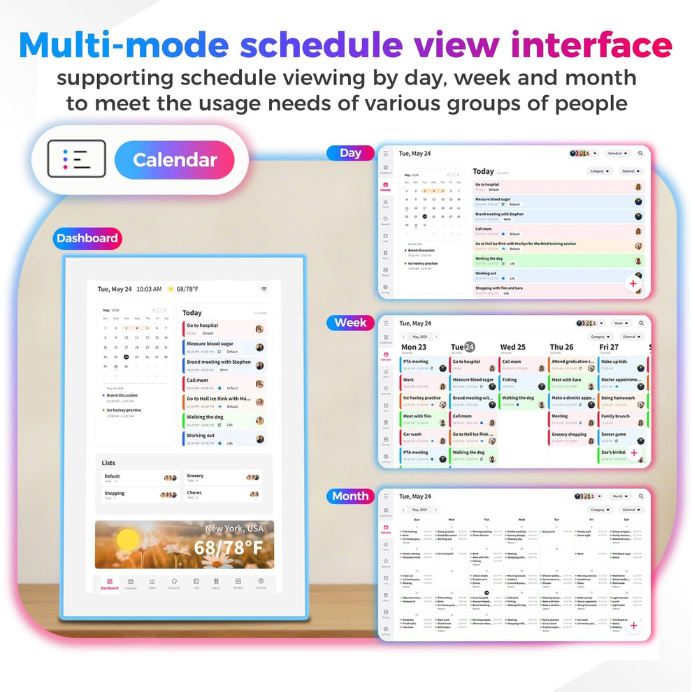 10.1 Inch Smart Digital Calendar with LED Reminder Light – HD Touchscr ...