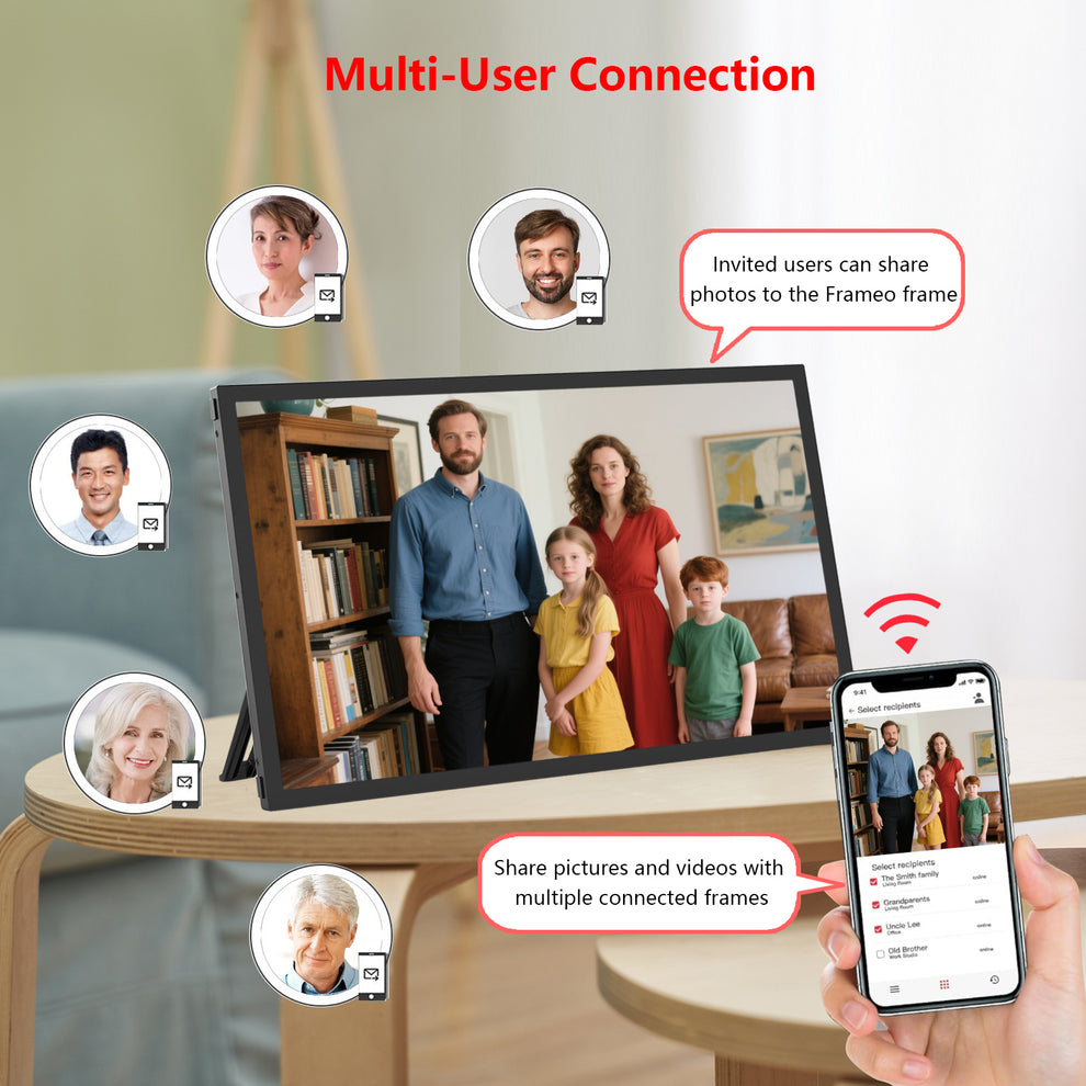 21.5" Large Frameo Digital Photo Frame, 64GB WiFi Digital Picture Fram ...